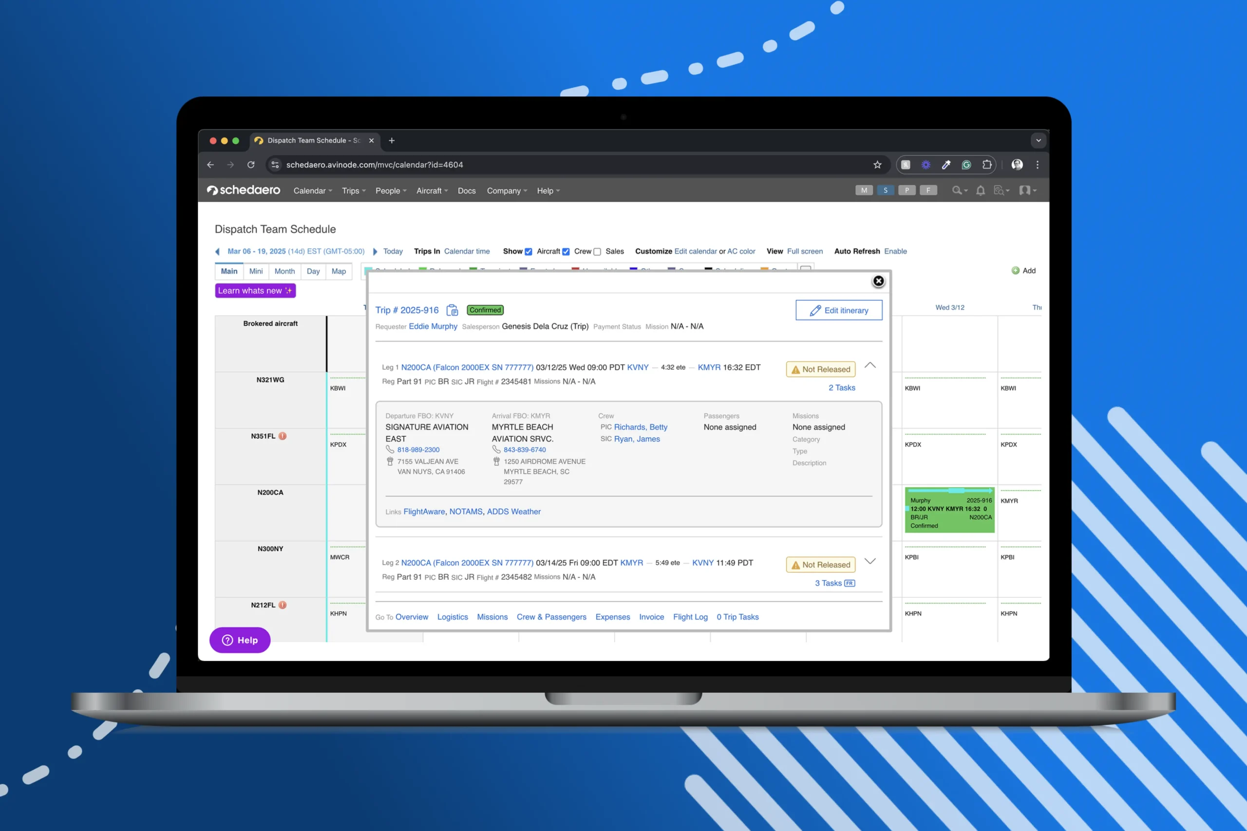 New trip information on the calendar | Avinode Group